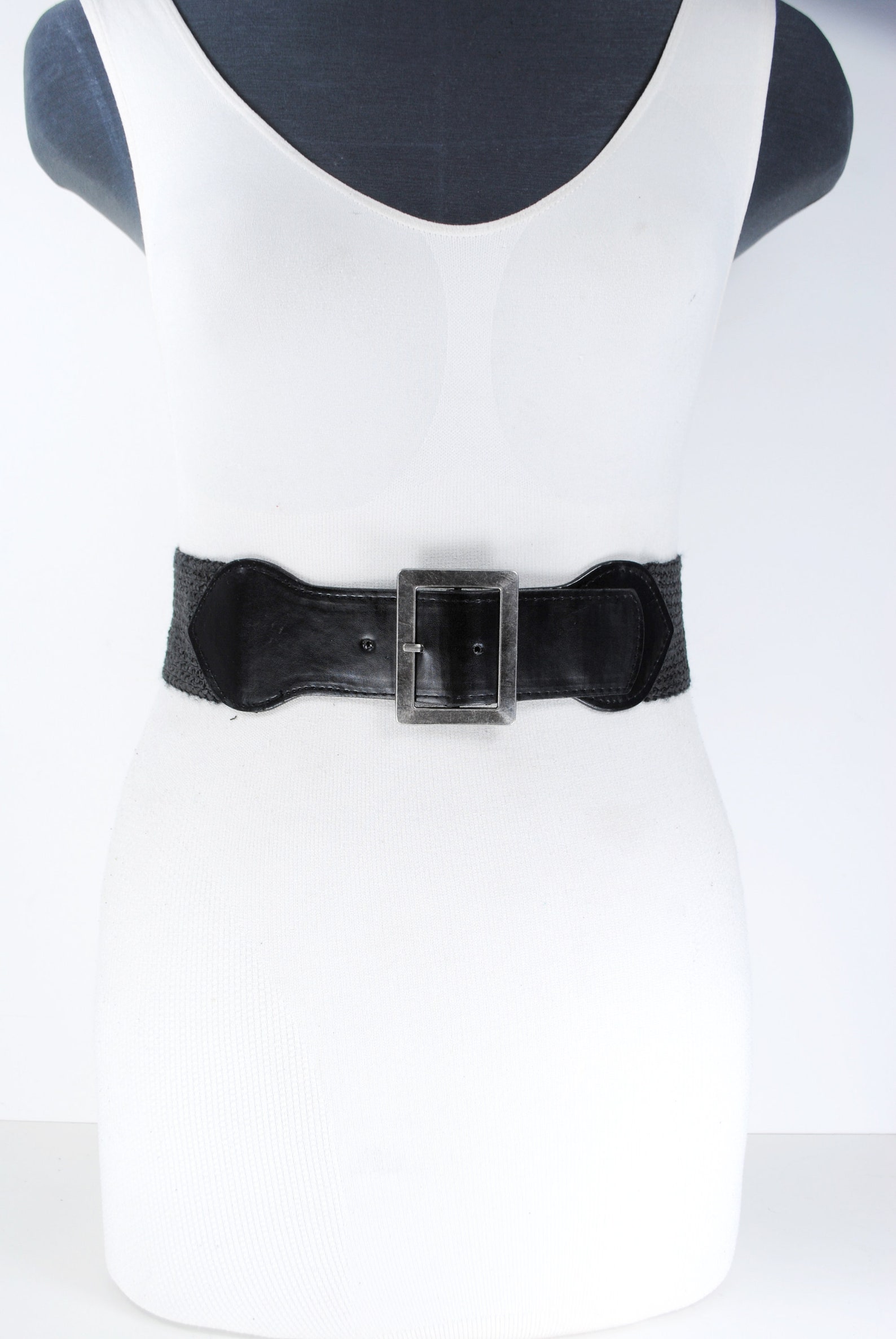 80s 39''41'' Wide Black Straw Belt for Women | Etsy