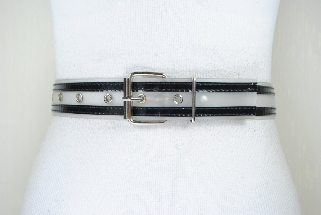Black White Jelly Belt, Transparent Striped Belt for Women, Silver ...