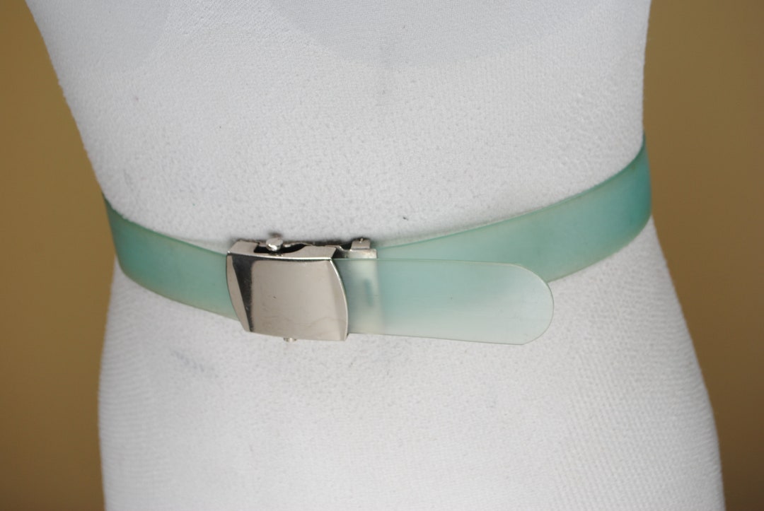 Y2K Turquoise Jelly Belt, Transparent Blue Belt for Women, Silver ...