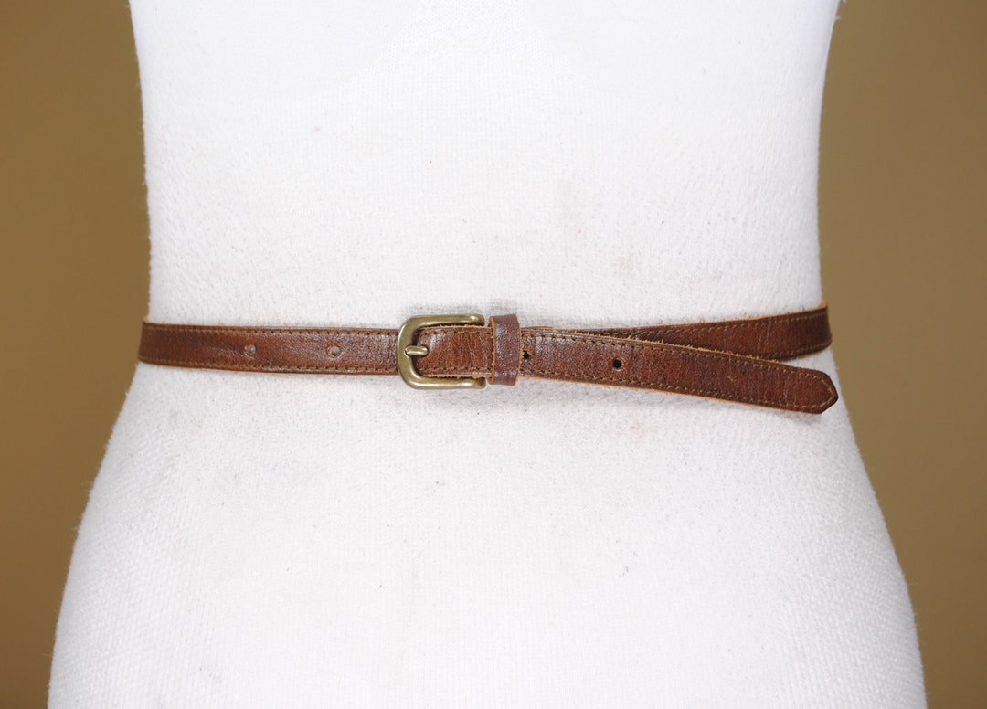 Skinny Brown Leather Belt, Ild Money , Quiet Luxury, Beltfor Women ...