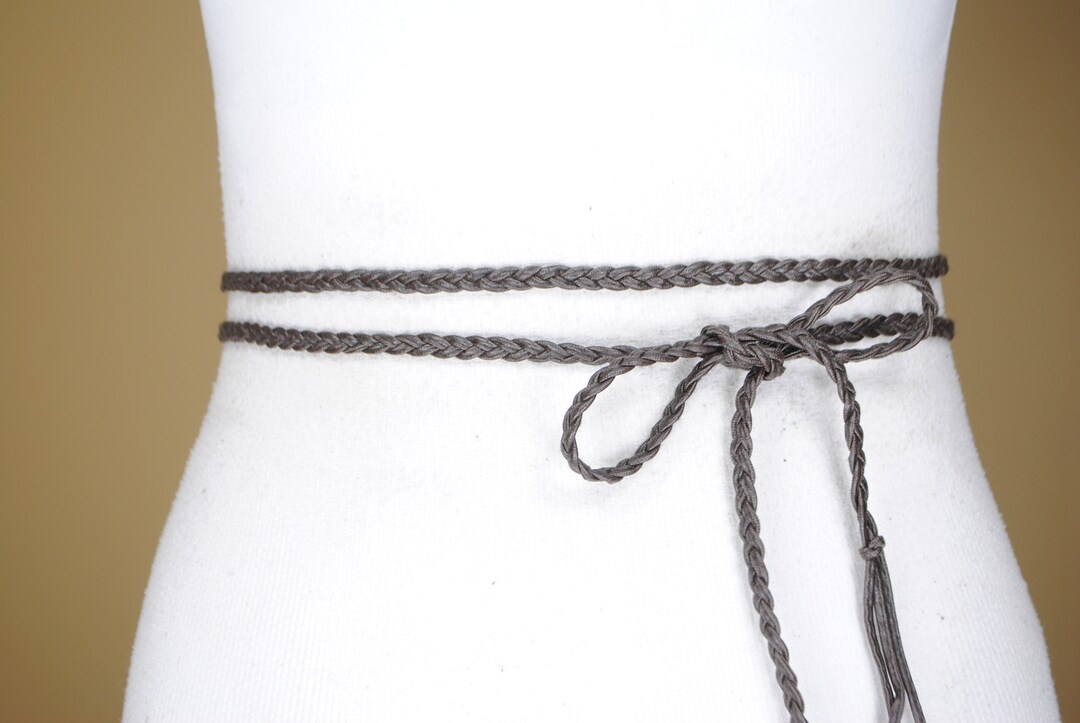 Skinny Chocolate Brown Belt, Double Wrap Vegan Leather Belt for Women ...