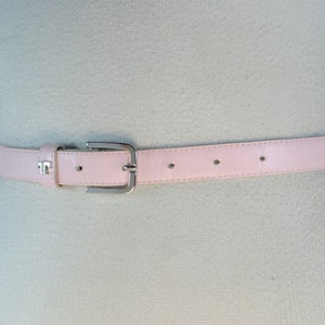 Skinny Washed Pink Belt, Light Pink Genuine Leather Belt, Women, Silver ...