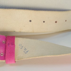 Wide Pink Fuchsia Belt, Genuine Leather Belt for Women, Rounded Silver ...