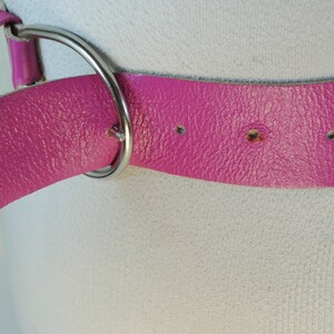 Wide Pink Fuchsia Belt, Genuine Leather Belt for Women, Rounded Silver ...