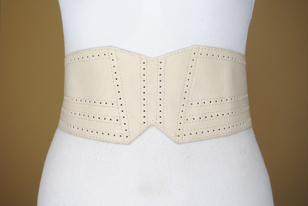 Beige Laser Cut Belt, Wide Leather Elastic Belt for Women. Corset ...