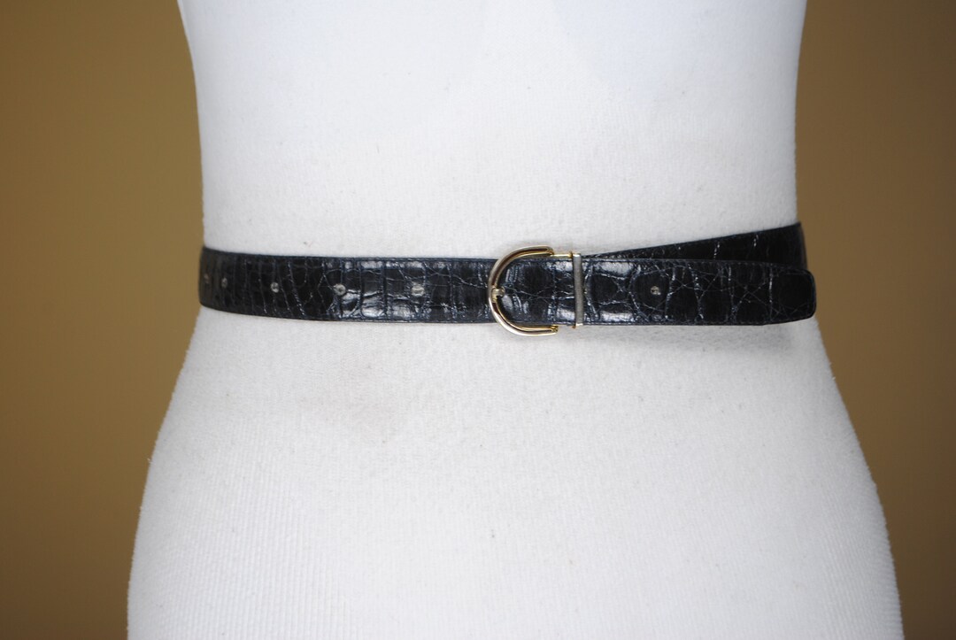 Navy Blue Croc Belt, Genuine Crocodile Leather Belt, Croc Leather Belt ...