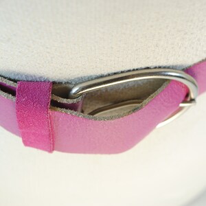 Wide Pink Fuchsia Belt, Genuine Leather Belt for Women, Rounded Silver ...