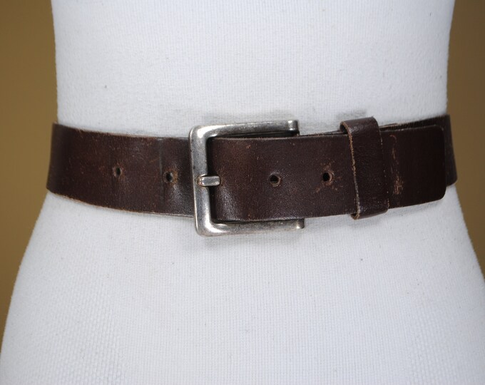 Wide Dark Brown Belt, Rustic Chocolate Thick Leather Belt, 90s Vintage ...