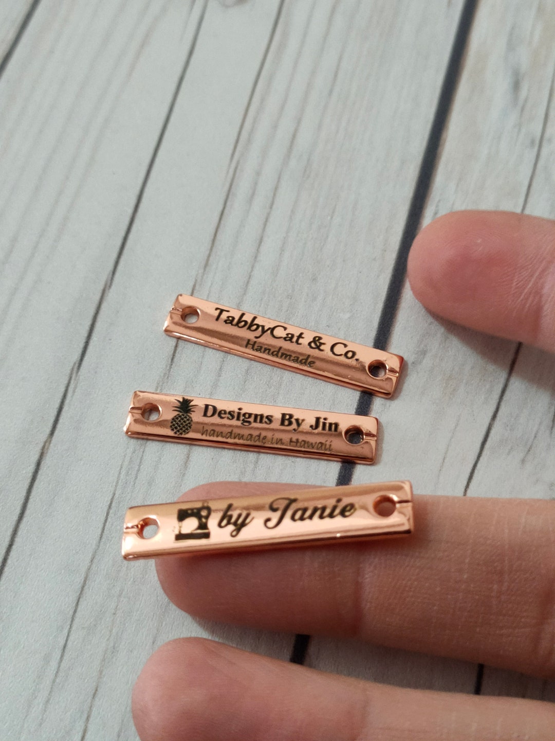 Rose Gold Metal Label, Sew on Tags Customized to Your Brand - Etsy