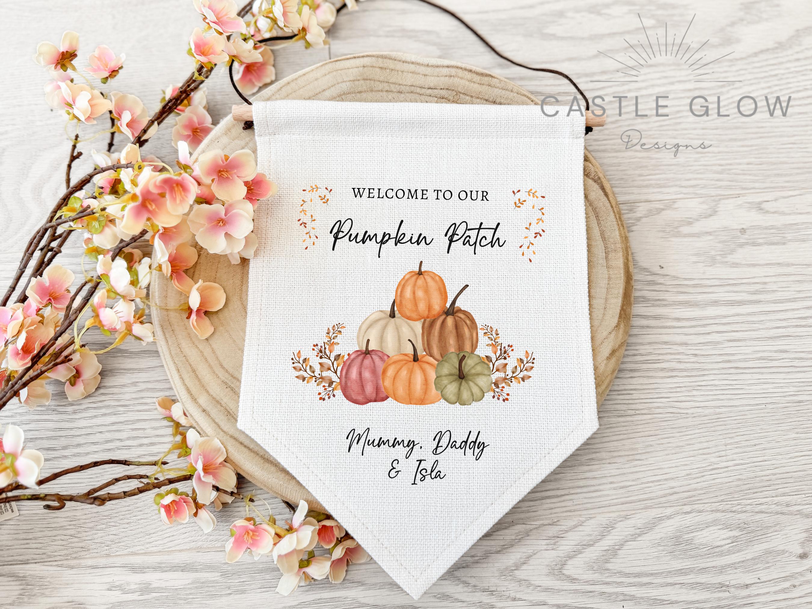 Pumpkin Patch Linen Wall Hanging | Welcome to Our Pumpkin Patch Sign ...
