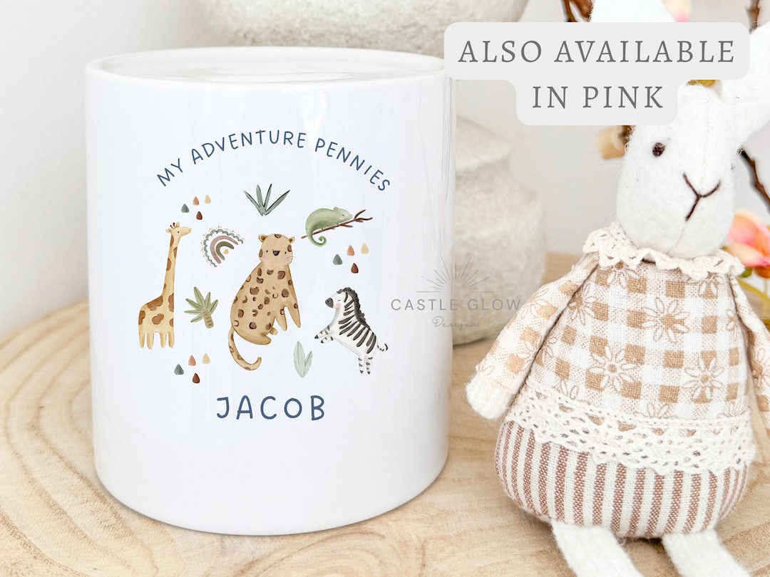 Personalised Children's Money Box | Safari Themed Baby Gift | Jungle ...