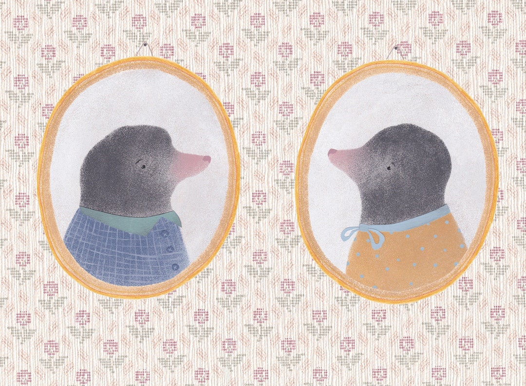 Folding Card With Moles, Pair of Moles, Greeting Card With Envelope, A6 ...