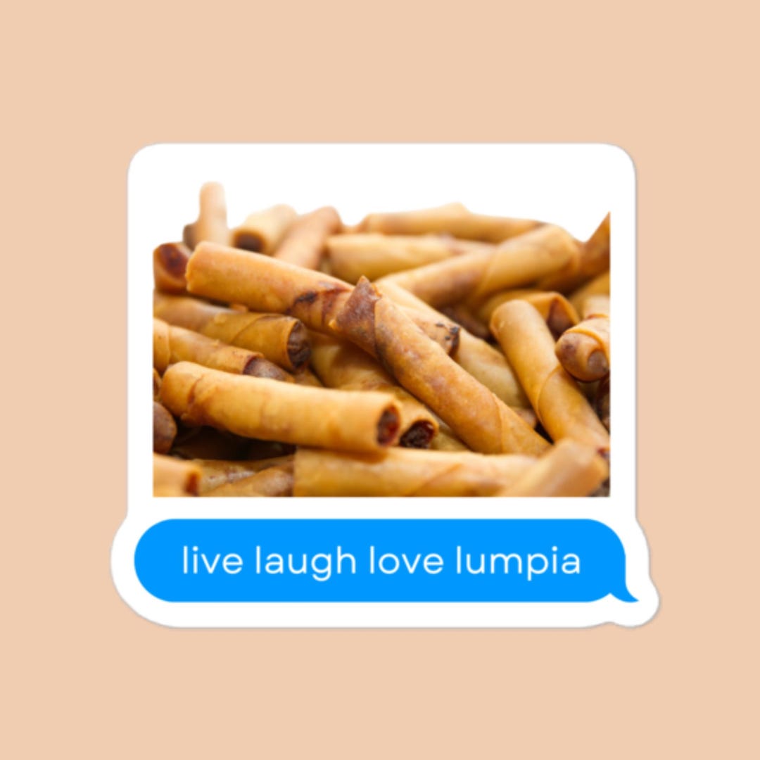 Live Laugh Love Lumpia Text Bubble Decal, Filipino Food Lumpia Sticker ...