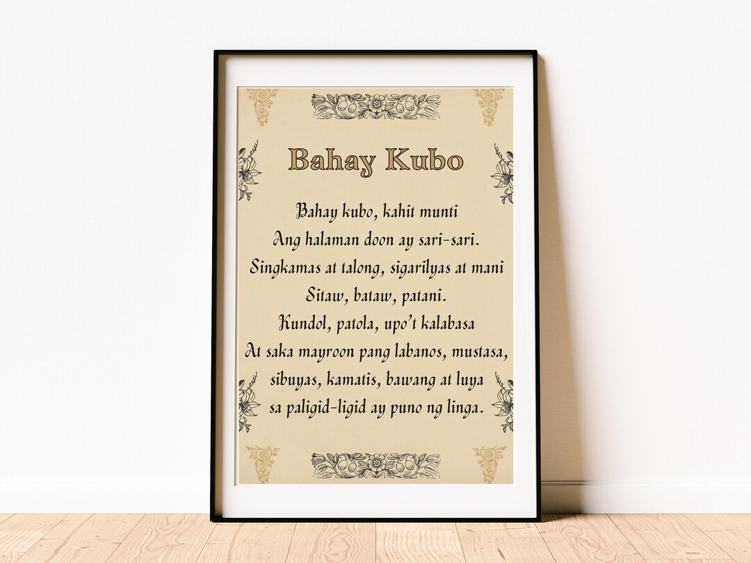Bahay Kubo Song Lyrics Wall Art, Filipino Wall Art, Filipino Home Decor ...