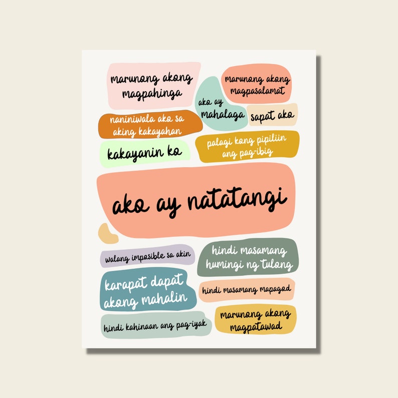 Filipino Art Daily Affirmations Mental Health Tagalog Poster - Etsy
