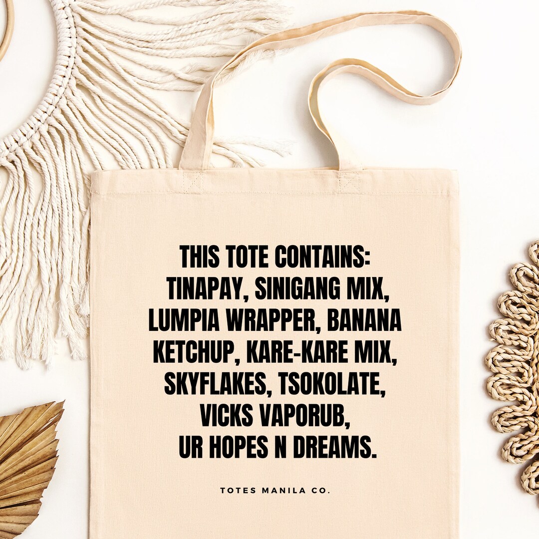 Filipino Tote Bag Contains Filipino Food Philippines Artwork Canvas Bag ...