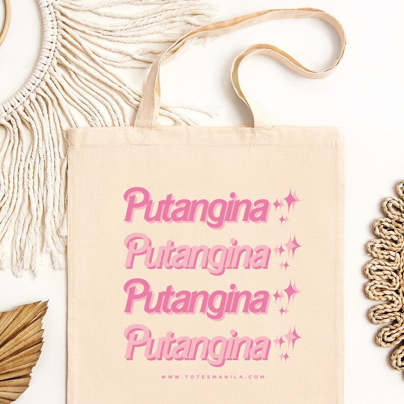 Putangina Pink Sparkle Filipino Tote Bag Philippine Bag Grocery Canvas ...