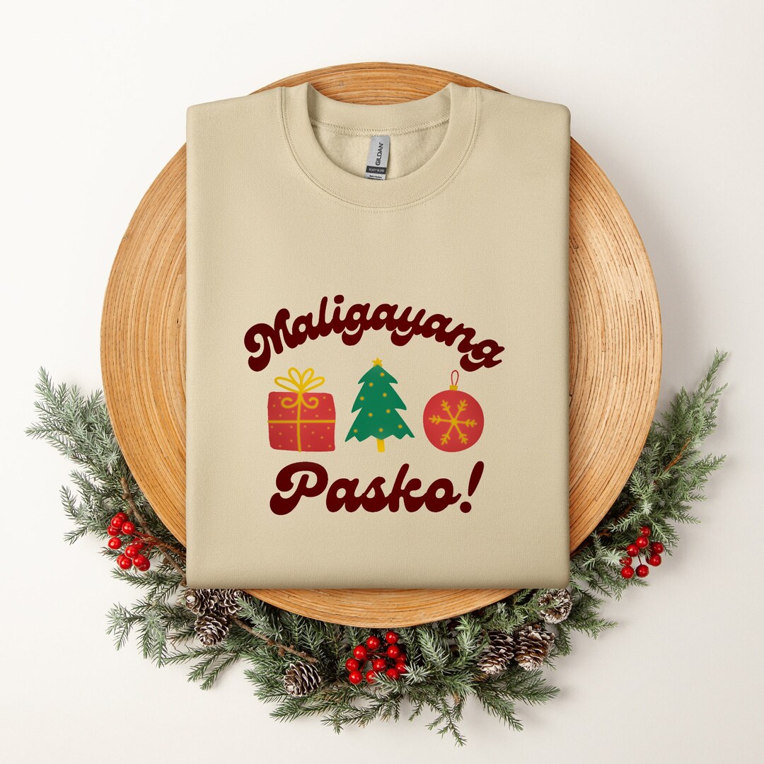 Maligayang Pasko Tagalog Filipino Embroidered Sweatshirt Christmas ...