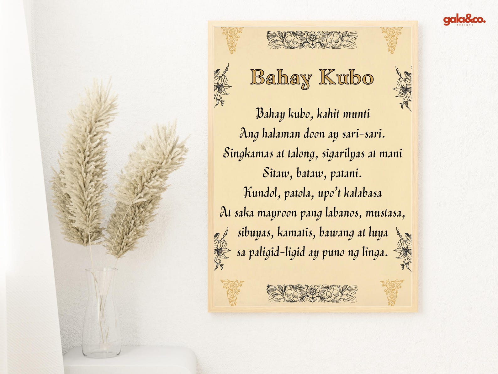 Filipino Bahay Kubo Wall Art - Tagalog Song Lyrics Poster Philippines ...