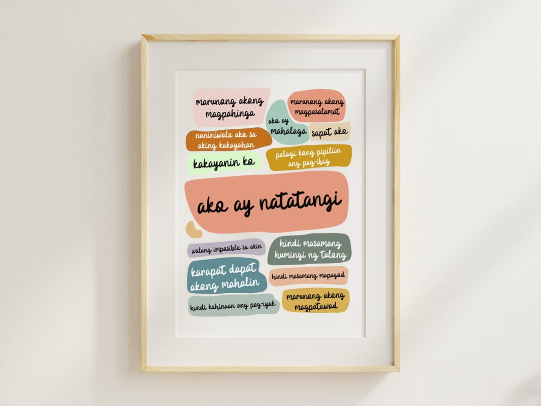Filipino Tagalog Affirmations Wall Art - Proud Pinoy Poster Philippines ...