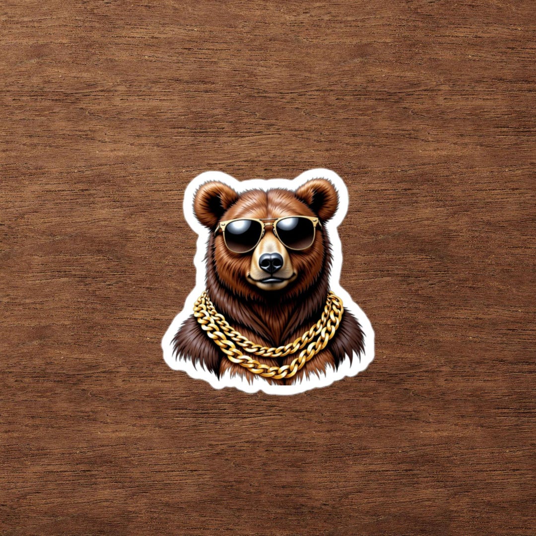 Boss Bear Sticker – Cool Bear With Shades & Gold Chains - Etsy
