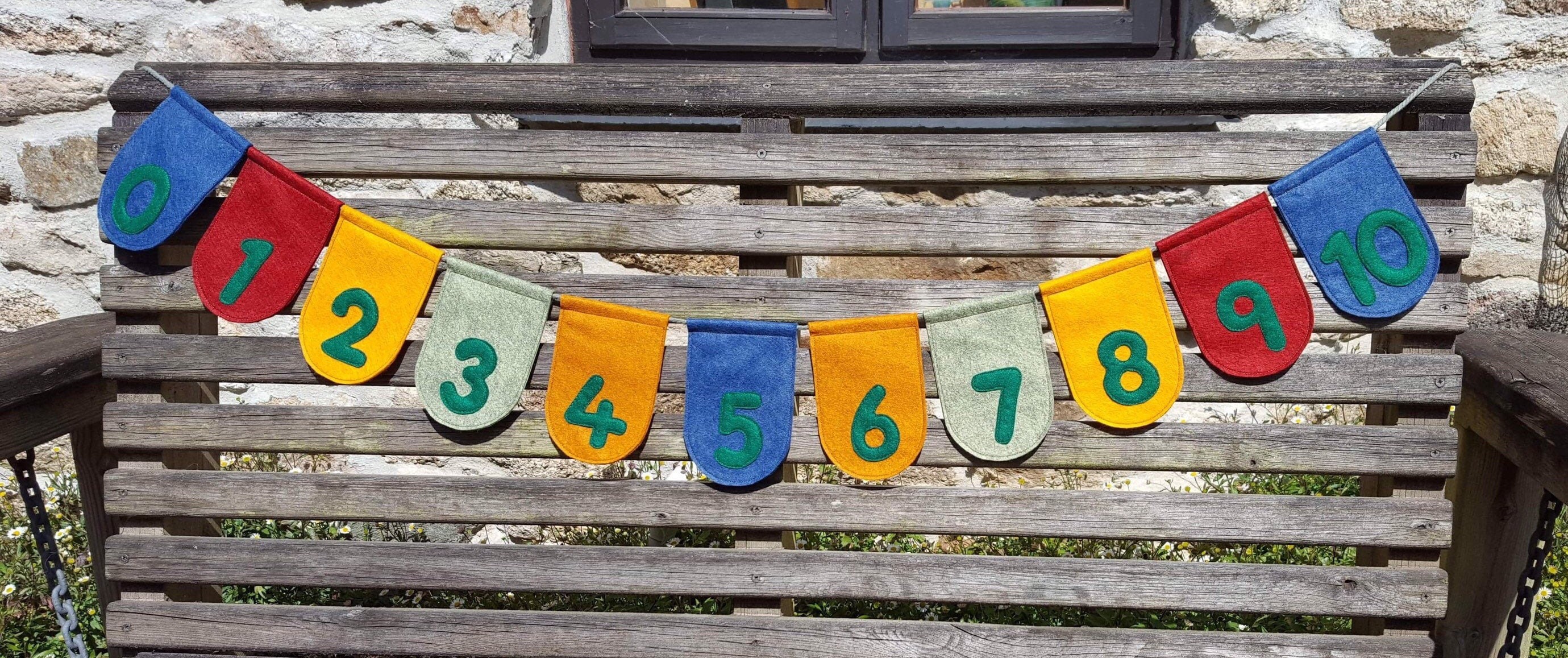 Numbered Felt Bunting Nursery Decor Number Line Rounded - Etsy UK