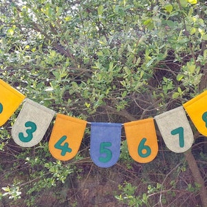 Numbered Felt Bunting, Nursery Decor Number Line, Rounded Pennant ...