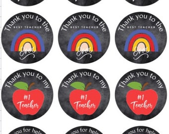 Personalized Teacher Thank You Stickers With Apple Chalkboard - Etsy