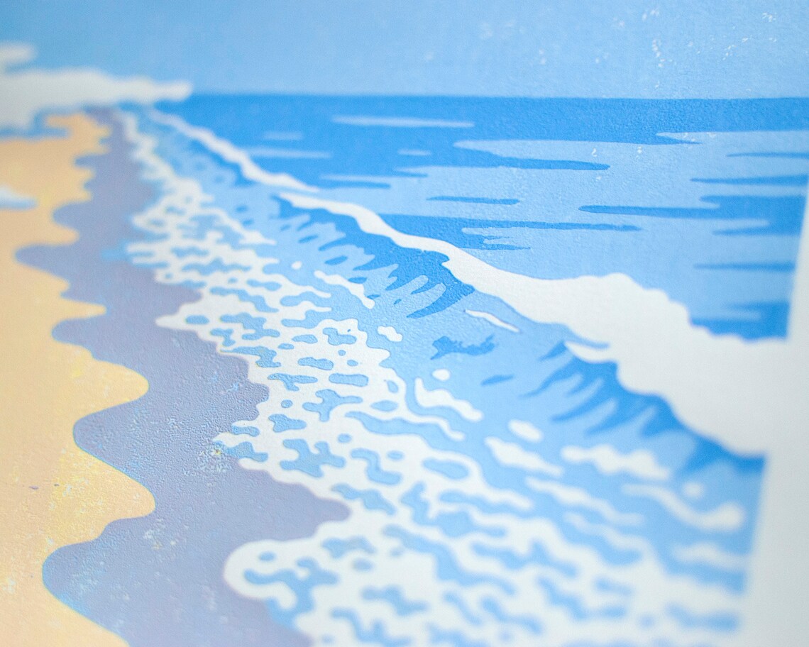 Tree & Sea Original Linocut Print - Etsy