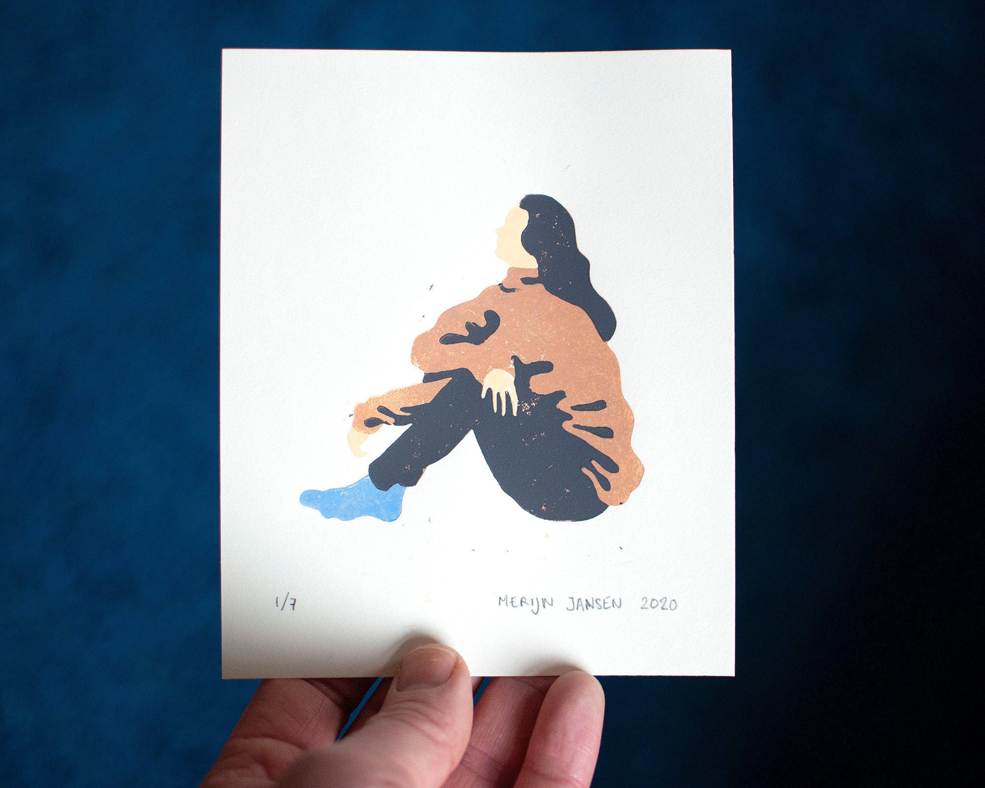 Woman Original Linocut Print - Etsy