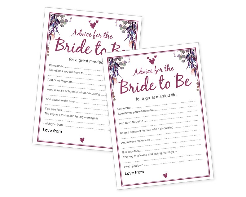 Advice for the Bride Game Cards: Floral Hen Party (A6) - Etsy