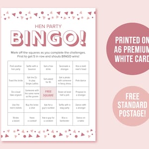 Hen Party Games, Bridal Shower, Hen Party Bingo, Selfie Photo Challenge ...