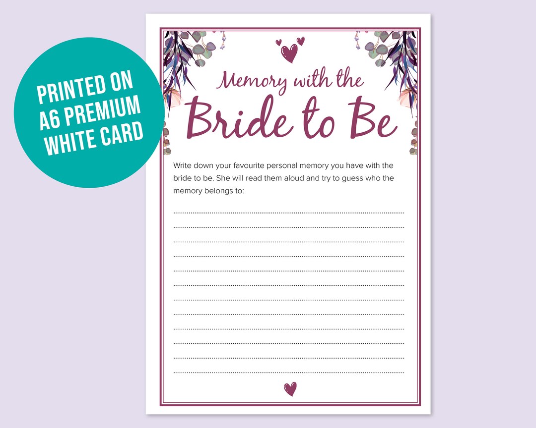 Hen Party Games | Memory of the Bride Game Cards | Hen Party Favours ...