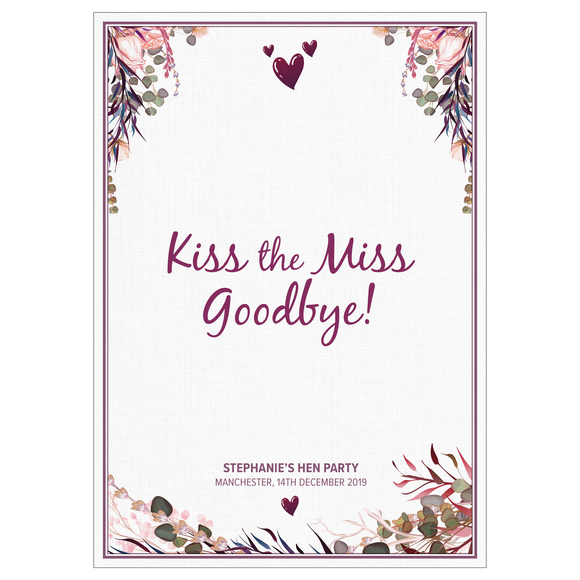 Kiss the Miss Goodbye A4 Unframed Print Personalised Poster | Etsy