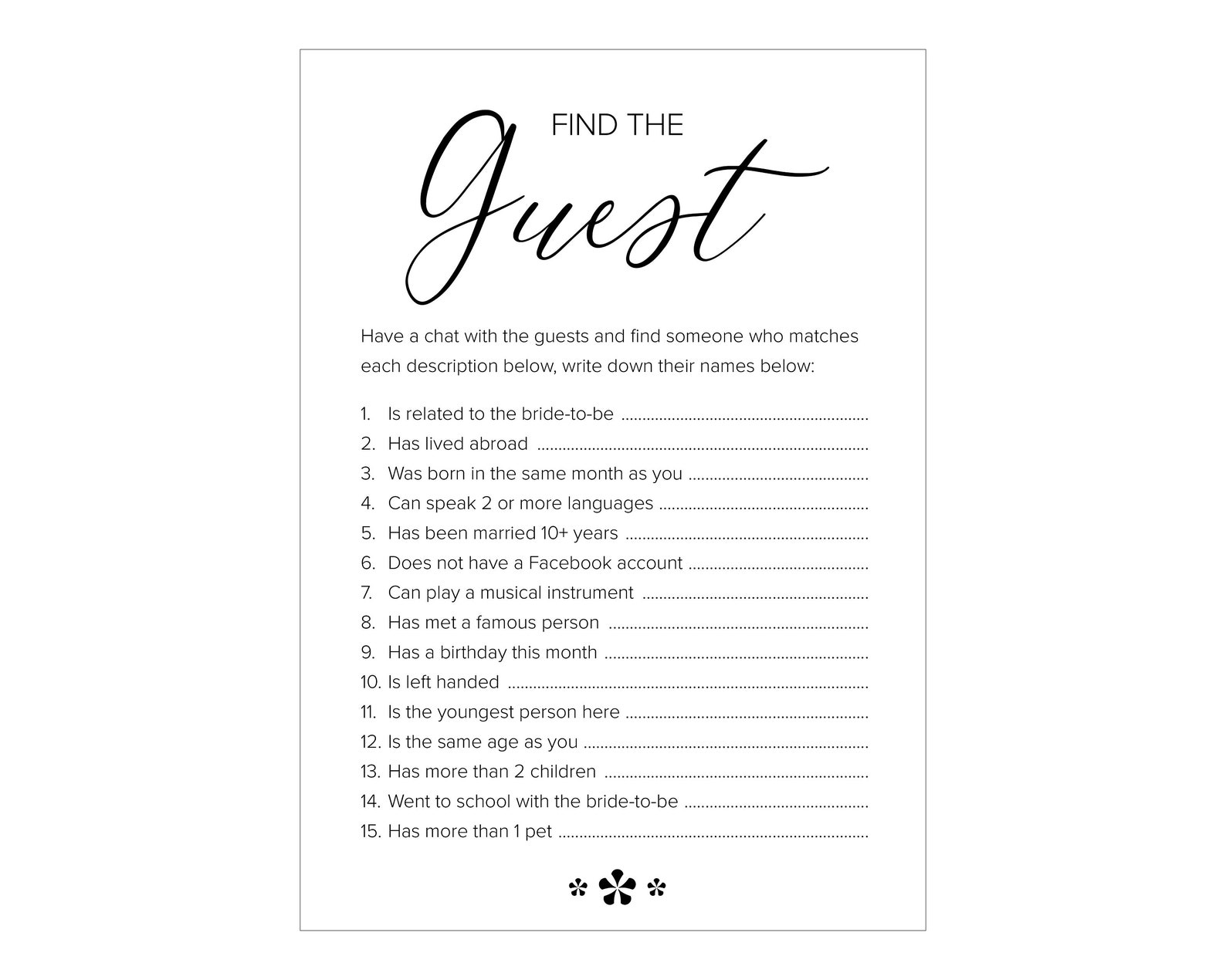 Hen Party Games Find The Guest Game Cards Hen Party Etsy UK