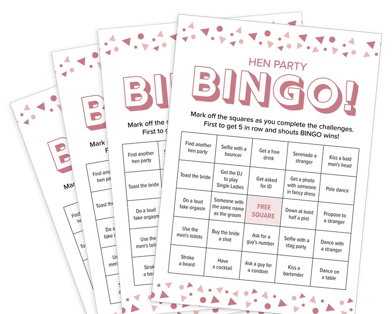 Hen Party Bingo Game: Fun Bridal Shower Activity (instant Download) - Etsy