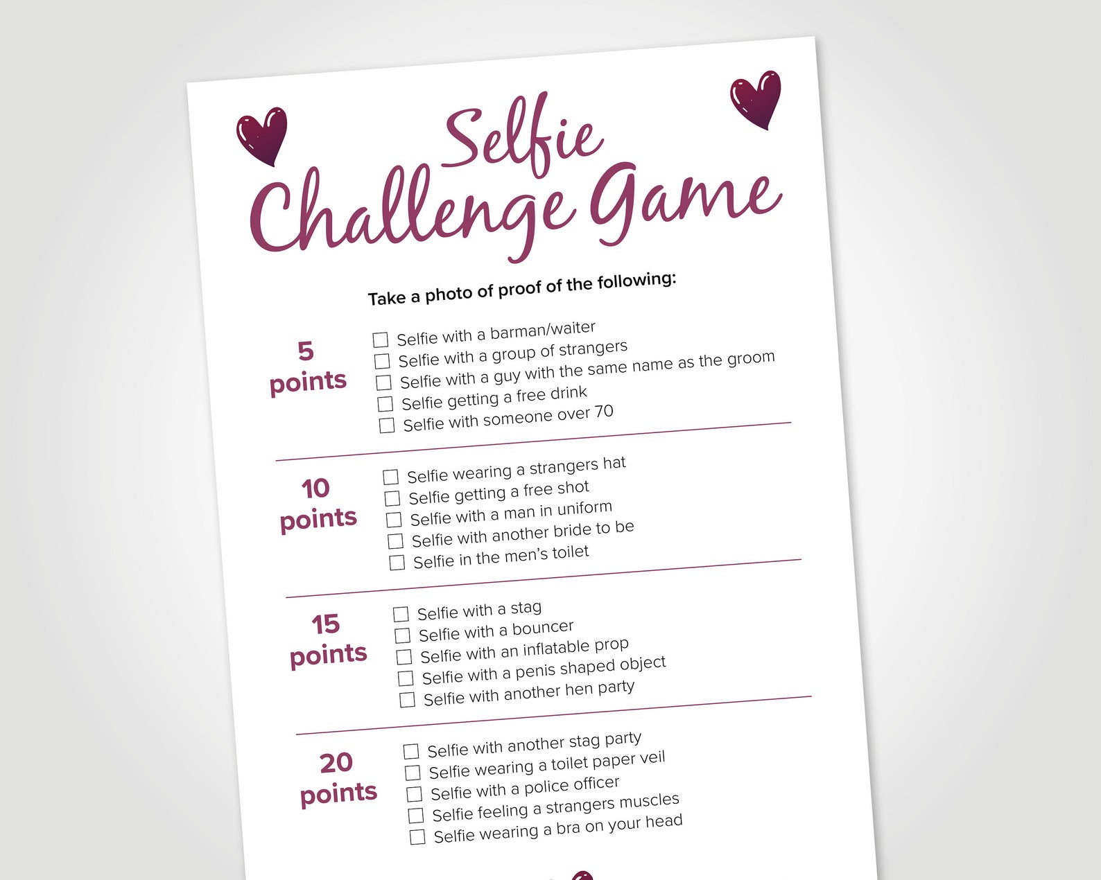 Hen Party Games Selfie Photo Challenge Cards Bachelorette - Etsy UK