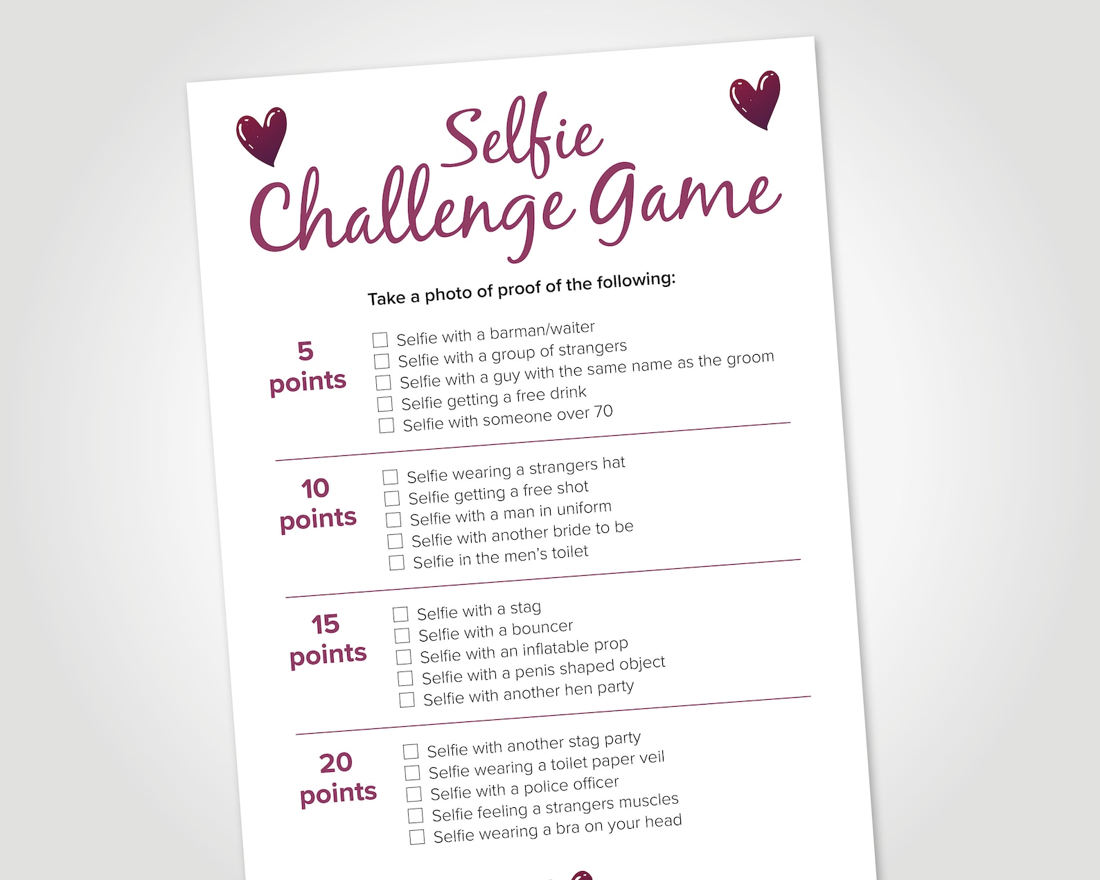 Hen Party Games Selfie Photo Challenge Cards Bachelorette - Etsy UK