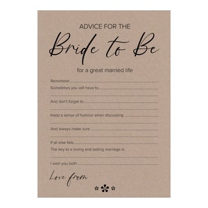 Hen Party Games | Advice for the Bride Game Cards | Hen Party Favours ...