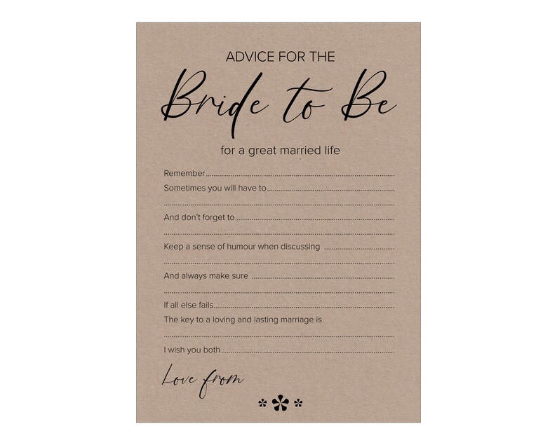 Hen Party Games Advice for the Bride Game Cards Hen Party - Etsy