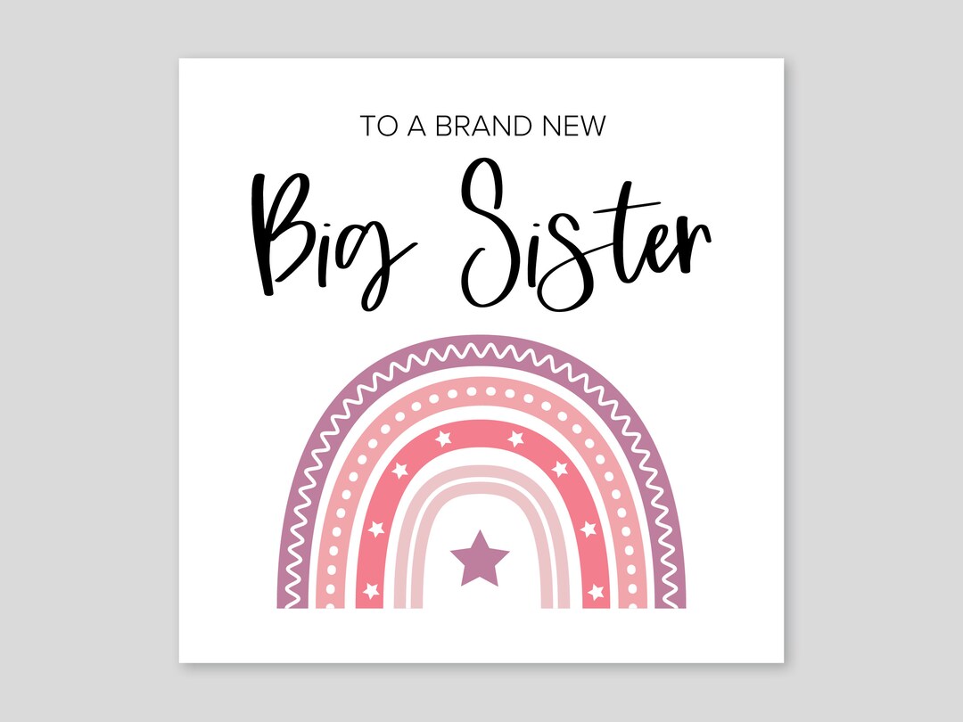 New Big Sister Card, Big Sister Gift, Folded Greeting Card, Sibling ...