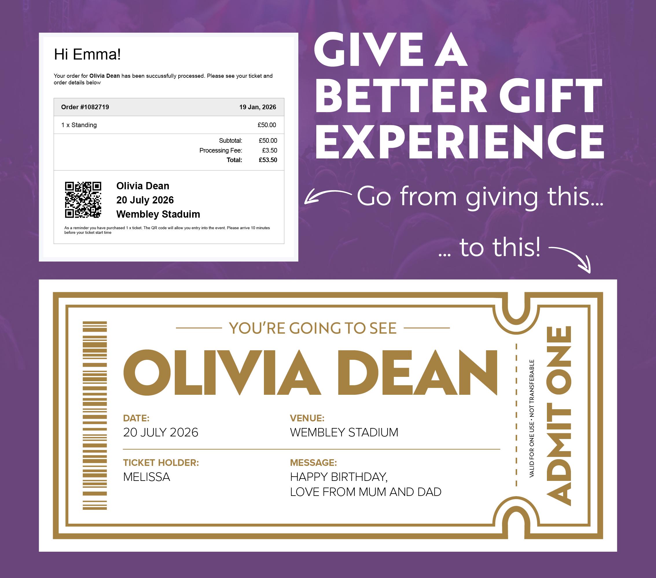 Personalised Fake Concert/event Ticket Gift: Theatre Voucher Reveal ...