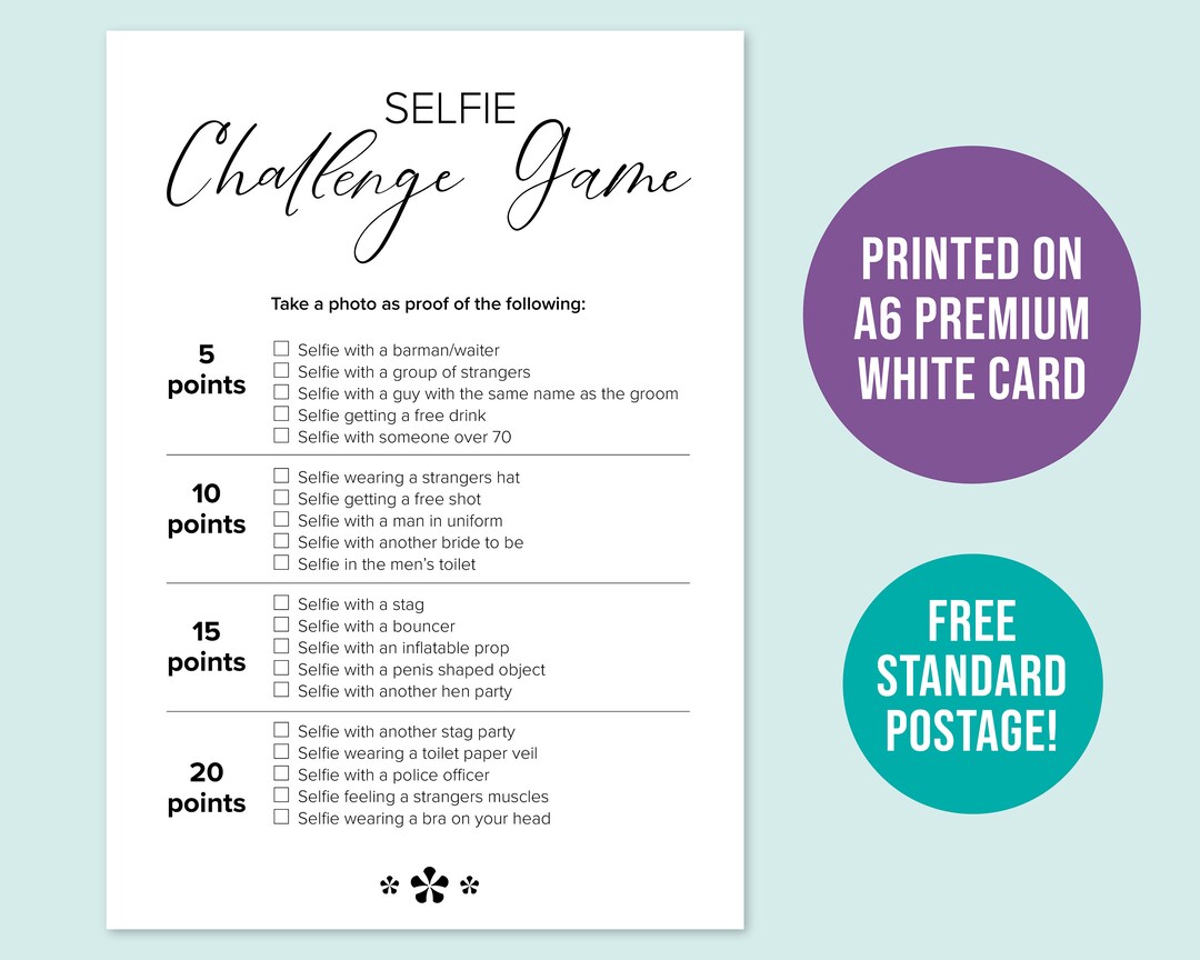 Selfie Challenge Hen Party Game: Risque Bridal Shower Fun - Etsy