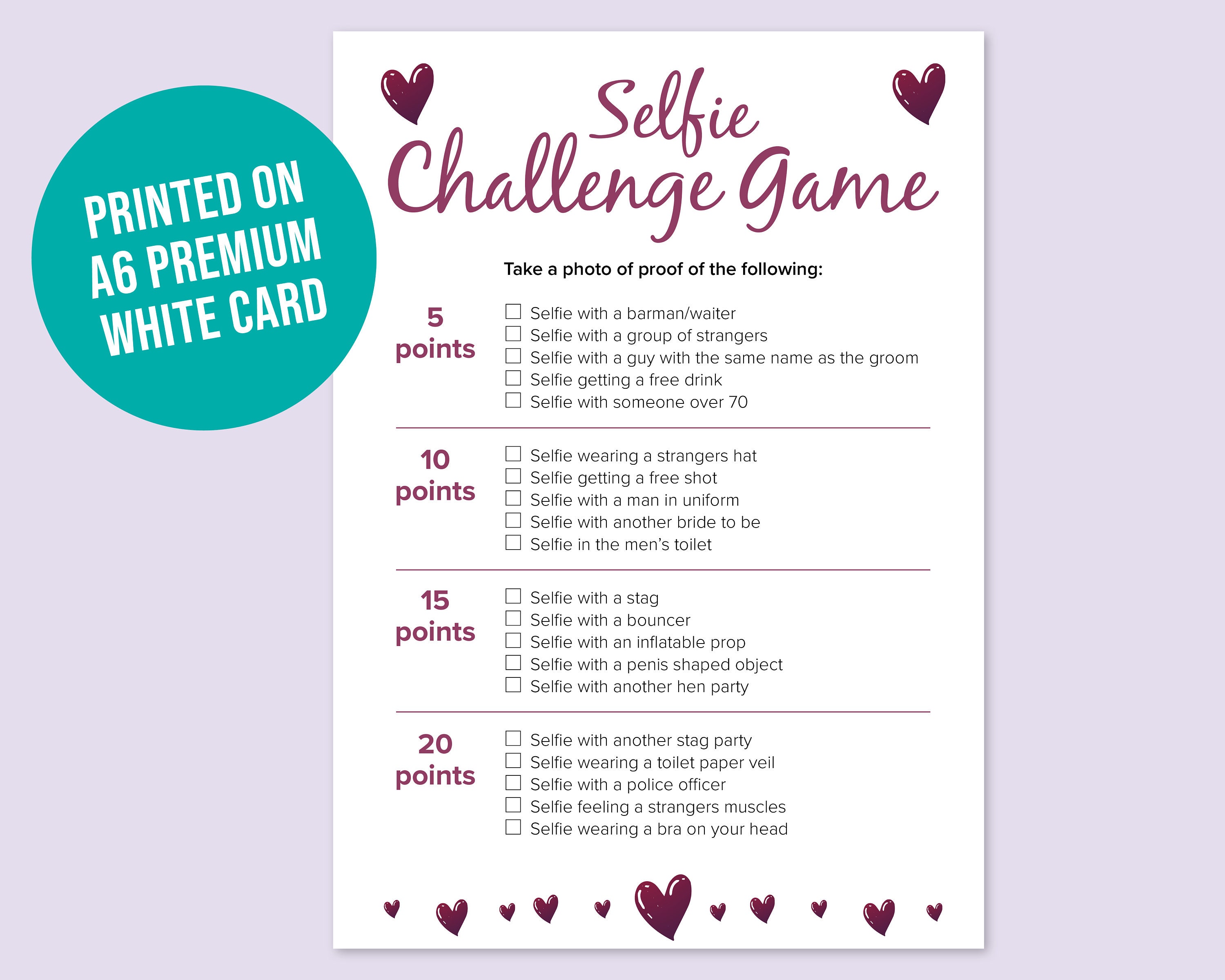 Hen Party Games Selfie Photo Challenge Cards Bachelorette - Etsy UK
