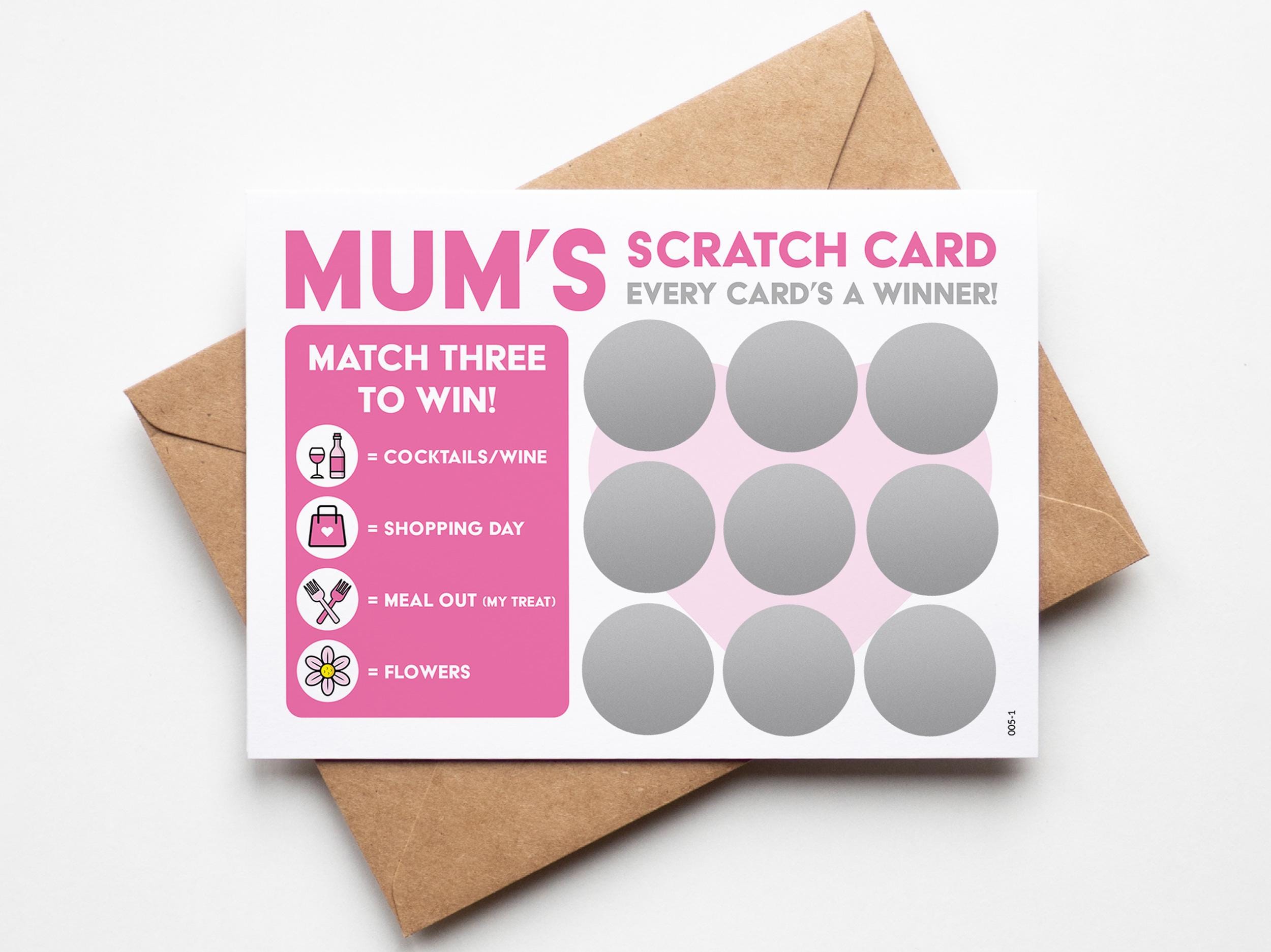 Mum's Novelty Scratch Card Gift: A6 Size - Etsy UK