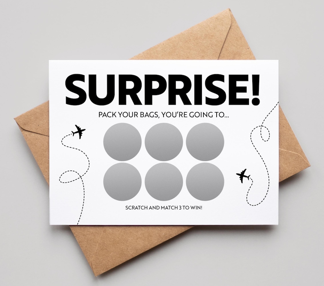 Personalised Pack Your Bags Scratch Card, Scratch & Reveal Surprise ...
