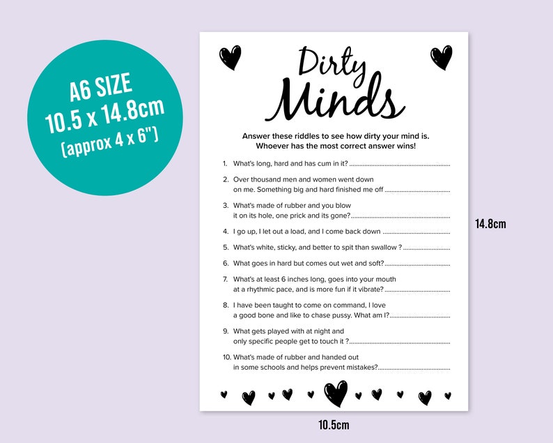 Hen Party Games Dirty Minds Game Bachelorette Party Gift - Etsy UK