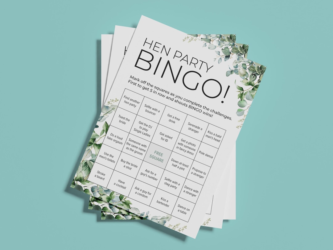 Hen Party Bingo Game: Rose Gold Eucalyptus Design - Etsy UK
