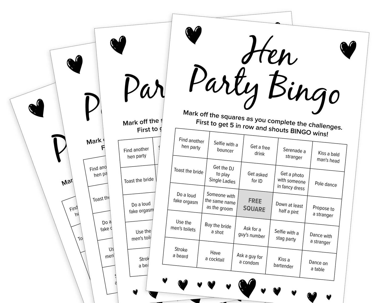Hen Party Game, Bingo Game, Bridal Shower Games, Bachelorette Party ...