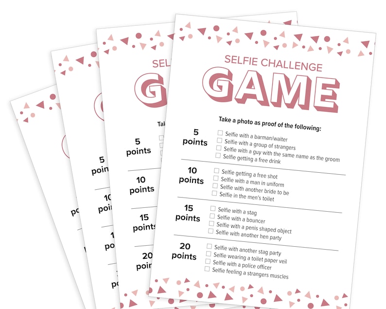Hen Party Games Selfie Challenge Hen Party Selfie Challenge - Etsy